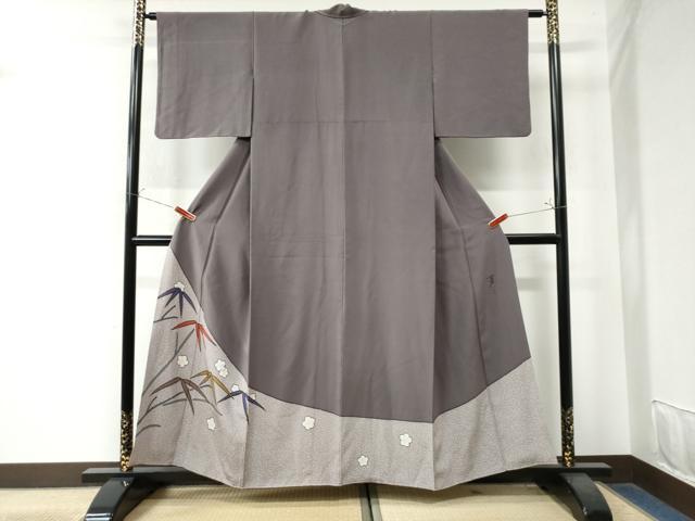 平和屋着物●染色の魔術師　染乃座・大久保玄才　そめのざ玄才　訪問着　笹梅文　金彩　正絹　逸品　CAAW8306yc