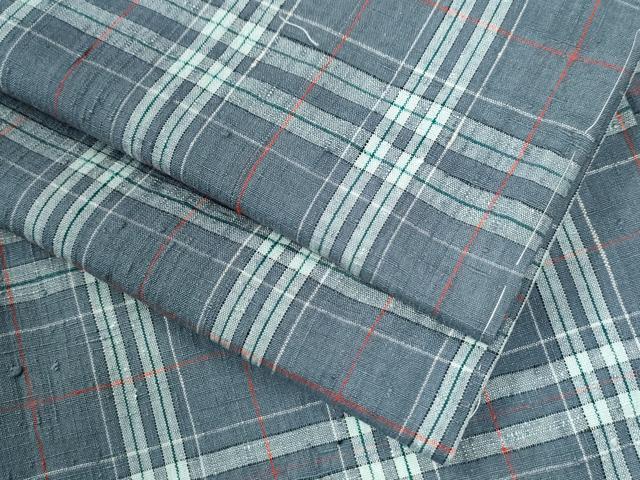 平和屋着物●上質な紬　格子柄　正絹　逸品　未使用　CAAW8314yc