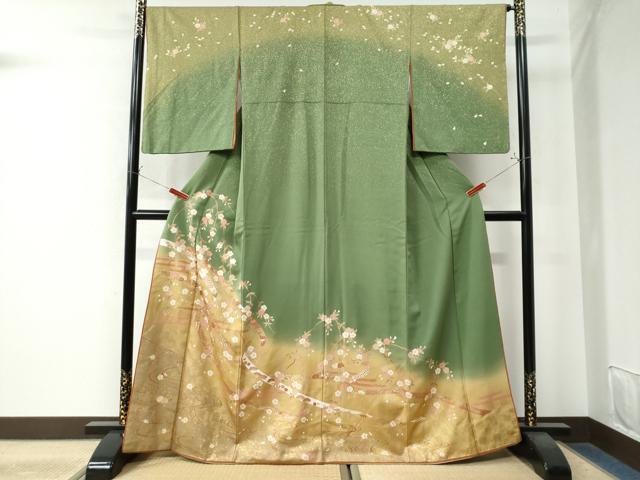平和屋着物●訪問着　鬘帯吉祥枝花文　暈し染め　金彩　正絹　逸品　CAAW8336yc