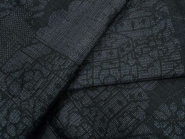 平和屋着物●結城紬　100亀甲　雲取り貝桶草花文　正絹　逸品　CAAW8345yc
