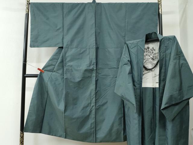 平和屋着物●男性　本場大島紬　アンサンブル　格子　正絹　逸品　CAAW8347yc