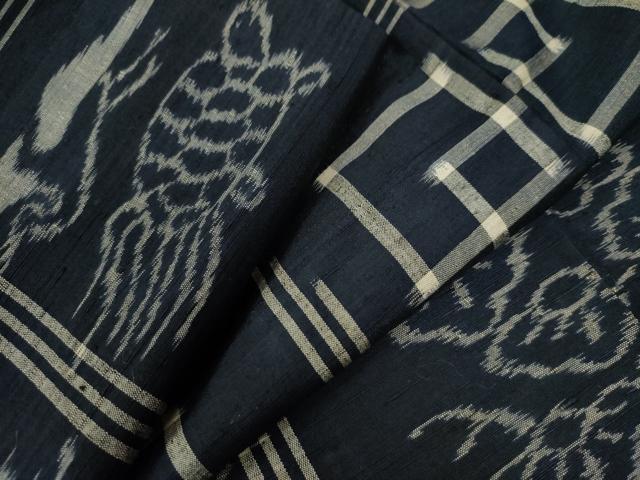 平和屋着物●上質な紬　蓑亀　格子吉祥松文　正絹　逸品　CAAW8348yc