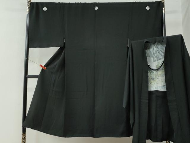 平和屋着物●男性　黒紋付　羽織セット　キングサイズ　正絹　逸品　CAAW8366yc