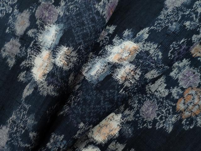 平和屋着物●小千谷紬　草花文　正絹　逸品　未使用　CAAW8406yc