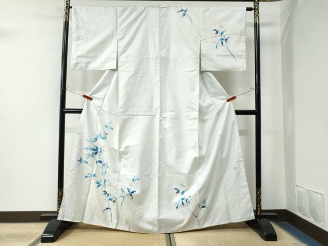 平和屋着物●訪問着　白山紬　友禅　作家物　枝花文　正絹　逸品　CAAW8410yc