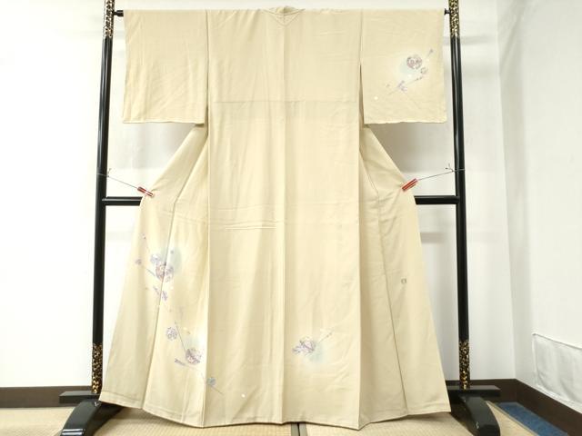 平和屋着物●訪問着　友禅　作家物　矢羽鈴吉祥花文　暈し染め　正絹　逸品　未使用　CAAW8431yc