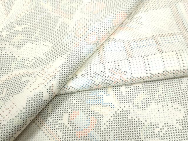 平和屋着物●本場大島紬　白大島　7マルキ　風景草花文　正絹　逸品　CAAW8435yc