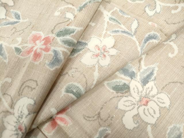 平和屋着物●上質な紬　花唐草文　正絹　逸品　CAAW8459yc