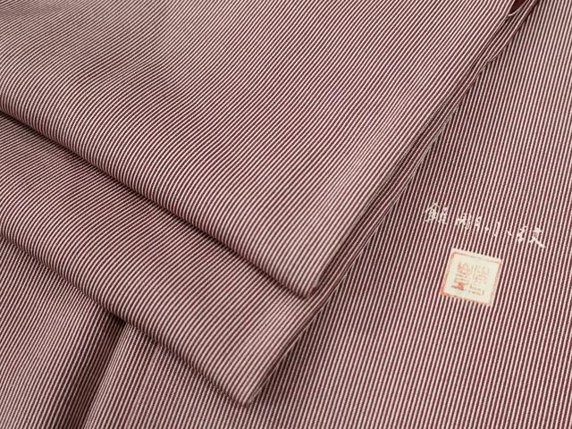 平和屋着物●江戸小紋　作家物　万筋　葡萄茶色×生成り色　正絹　逸品　CAAW8472yc