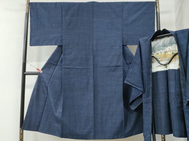 平和屋着物●男性　紬　アンサンブル　霞文　正絹　逸品　未使用　CAAW8479yc