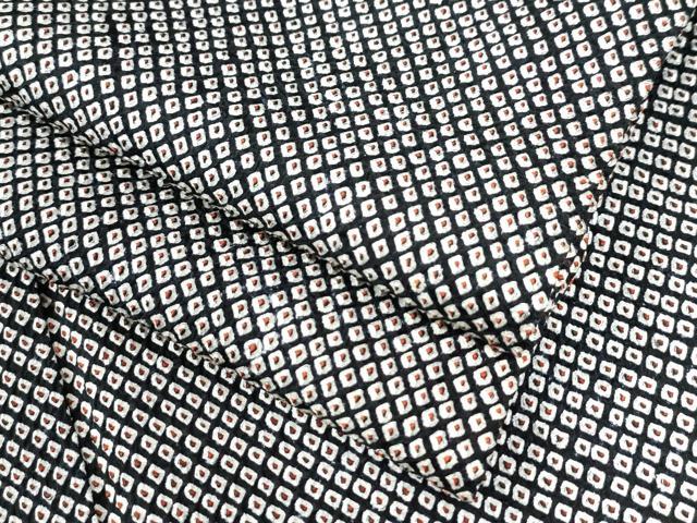 平和屋着物●大変加工の良い総絞り小紋　黒地　ロング丈　正絹　逸品　CAAW8481yc