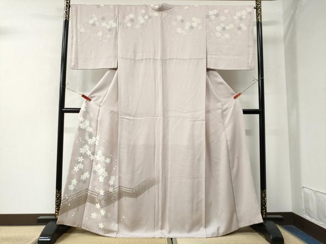 平和屋着物●訪問着　作家物　渡り橋舞桜文　正絹　逸品　CAAW8488yc