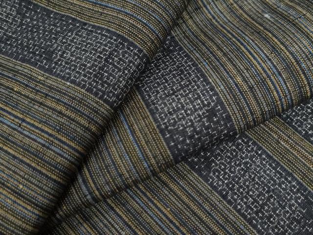 平和屋着物●結城紬　80亀甲　縞　やまと誂製　正絹　逸品　未使用　CAAW8524yc