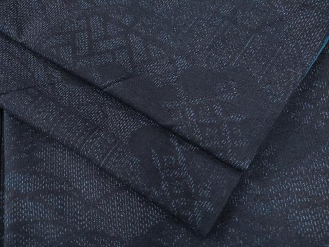 平和屋着物●結城紬　雲取り流水籬吉祥文　正絹　逸品　CAAW8525yc