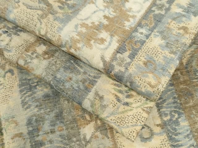 平和屋着物●小千谷紬　100亀甲　花唐草文　やまと誂製　正絹　逸品　未使用　CAAW8526yc
