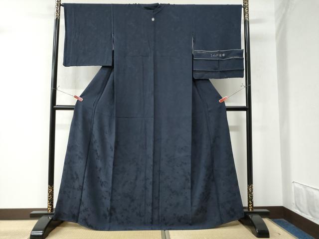 平和屋着物●世界的ファッションデザイナー　山本寛斎　kansaiブランド　色無地　霞地紋　深紫色　正絹　逸品　CAAW8538yc