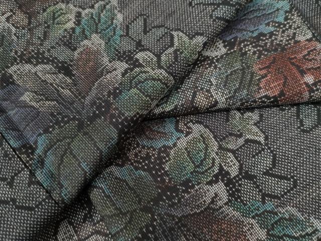 平和屋着物●本場大島紬　9マルキ　草花文　正絹　逸品　CAAW8541yc