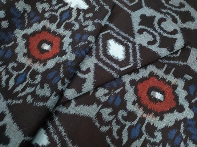 平和屋着物●久留米絣　単衣　亀甲吉祥花唐草文　綿　逸品　CAAW8569yc