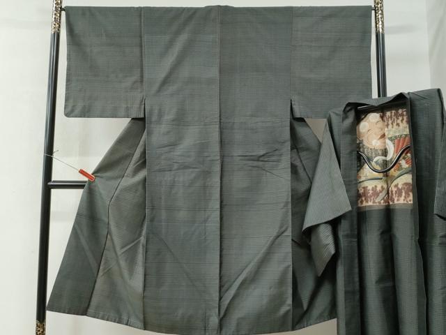 平和屋着物●男性　本場大島紬　アンサンブル　格子　正絹　逸品　CAAW8580yc