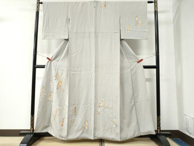 平和屋着物●銀座きしや　訪問着　駒刺繍　短冊花鳥文　金彩　正絹　逸品　CAAW8592yc