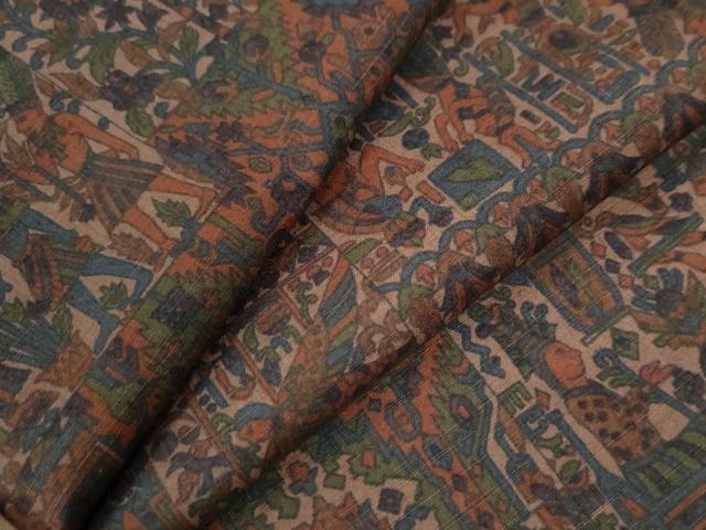 平和屋着物●上質な小紋　紬地　エジプト壁画文様　更紗花唐草文　正絹　逸品　CAAW8646yc