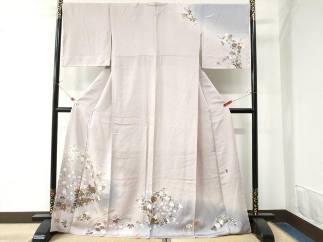 平和屋着物●訪問着　作家物　草花文　暈し染め　金彩　ロング丈　正絹　逸品　未使用　CAAW8663yc