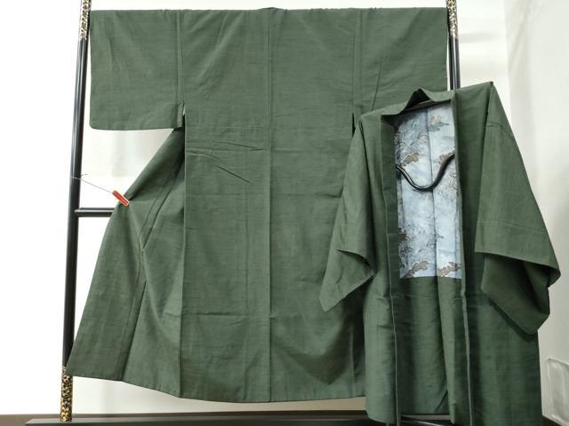 平和屋着物●男性　紬　アンサンブル　網代織　正絹　逸品　CAAW8692yc