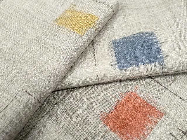 平和屋着物●上質な紬　幾何学文様　正絹　逸品　CAAW8709yc