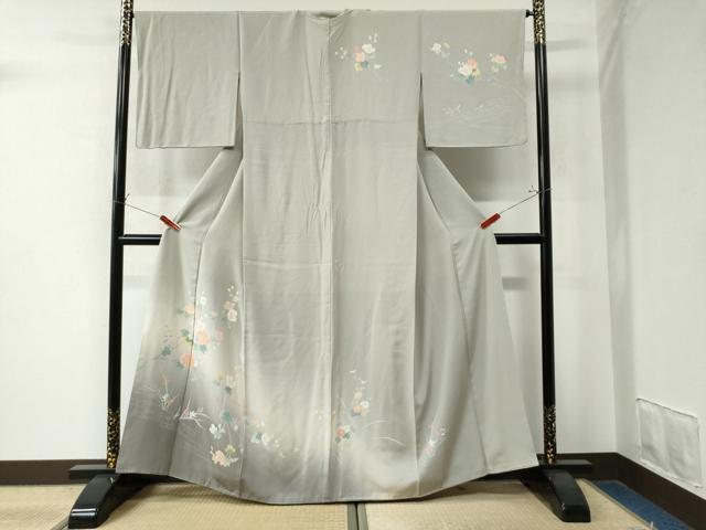 平和屋着物●訪問着　友禅　流水枝花文　暈し染め　正絹　逸品　CAAW8718yc