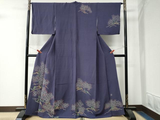 平和屋着物●訪問着　作家物　枝桜文　鬼しぼ縮緬　正絹　逸品　CAAW8736yc