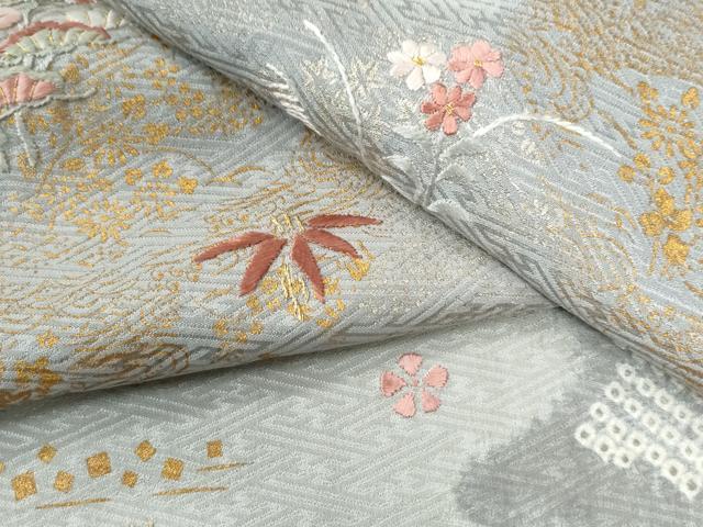 平和屋着物●訪問着　総刺繍　絞り　箔散らし　霞草花文　金彩　正絹　逸品　CAAW8753yc