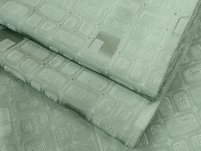 平和屋着物●上質な色無地　幾何学地紋　山葵色　正絹　逸品　CAAW8759yc