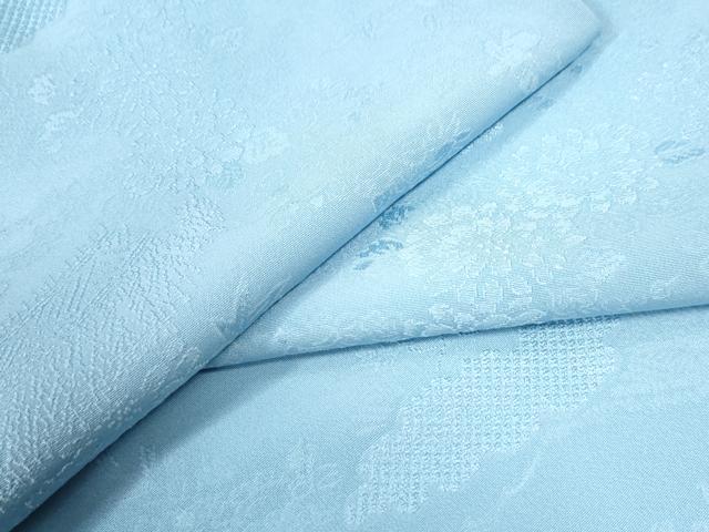 平和屋着物●上質な色無地　雲取り草花地紋　空色　正絹　逸品　CAAW8792yc