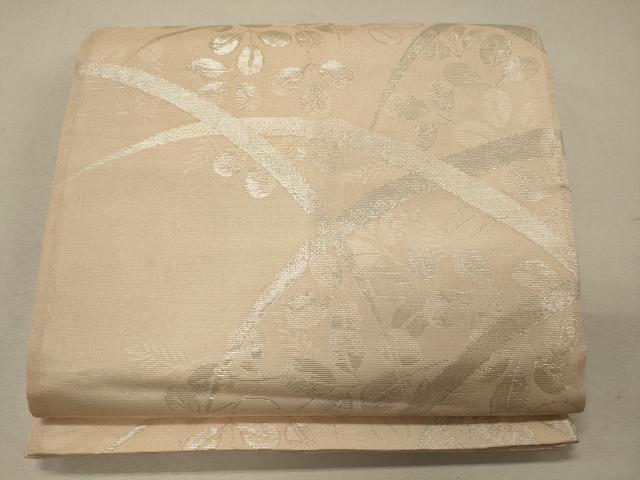 平和屋着物＊夏物　六通柄袋帯　芝草葉文　銀糸　正絹　逸品　CAAW8918oy