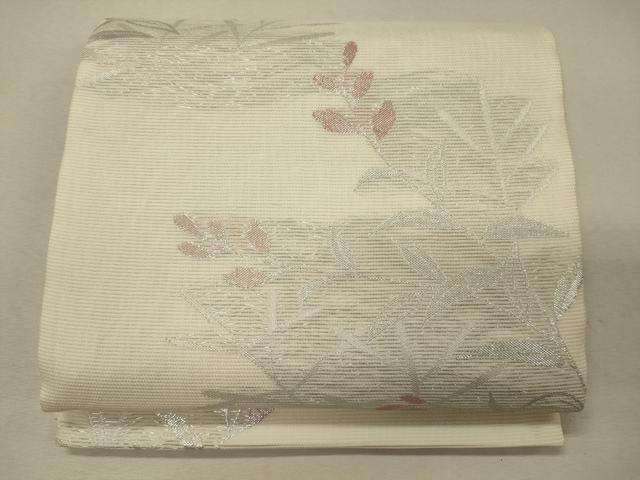 平和屋着物＊夏物　六通柄袋帯　草葉文　銀糸　正絹　逸品　CAAW8935oy