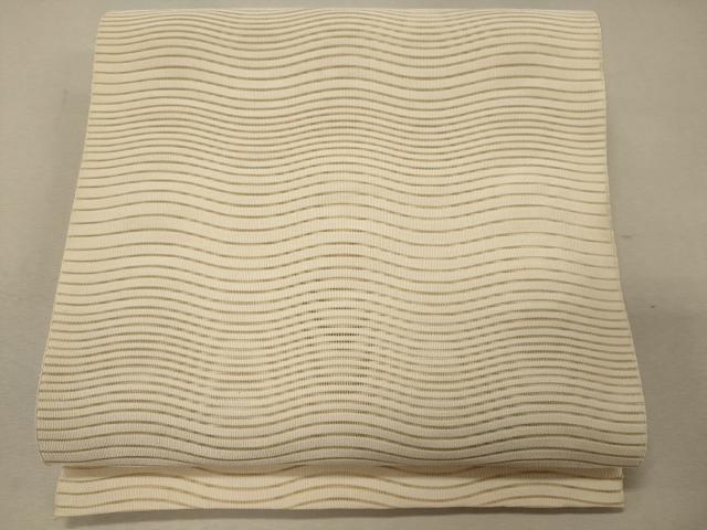 平和屋着物＊夏物　八寸名古屋帯　絽綴れ　流線文　鳥の子色　正絹　逸品　CAAW8941oy