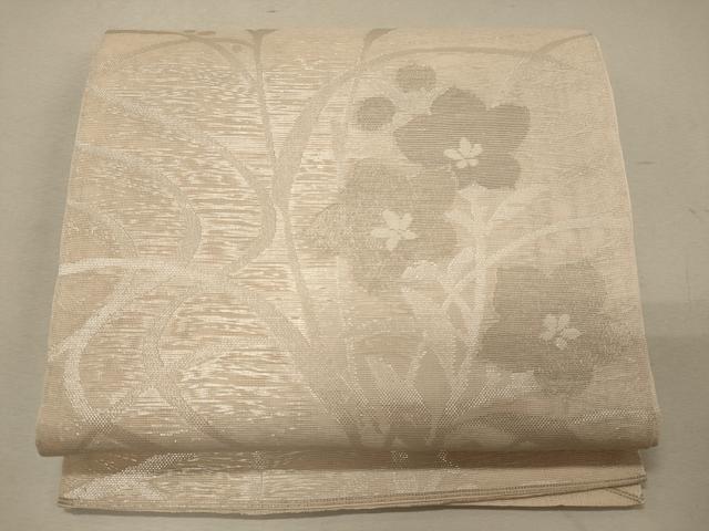 平和屋着物＊夏物　六通柄　本袋帯　草花文　銀糸　正絹　逸品　CAAW8954oy