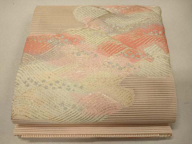 平和屋着物＊夏物　八寸名古屋帯　絽綴れ　立波文　金銀糸　正絹　逸品　未使用　CAAW8965oy