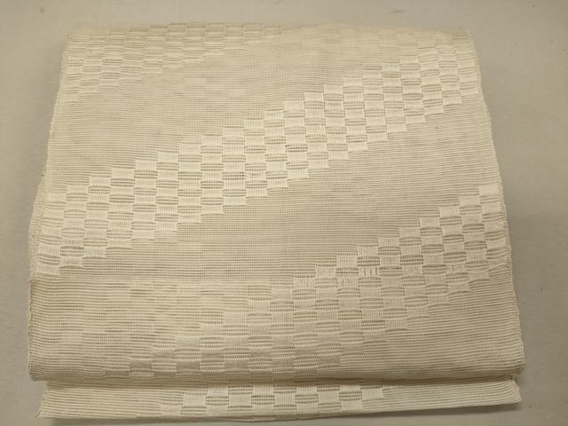 平和屋着物＊夏物　八寸名古屋帯　斜線文　象牙色　正絹　逸品　CAAW8979oy