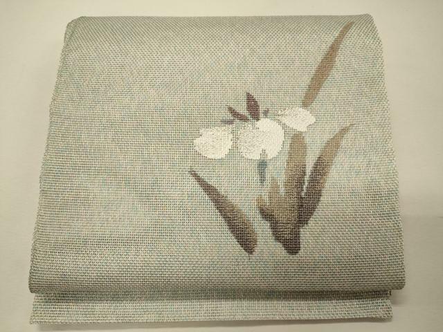 平和屋着物＊夏物　太鼓柄袋帯　草花文　銀糸　正絹　逸品　CAAW8981oy