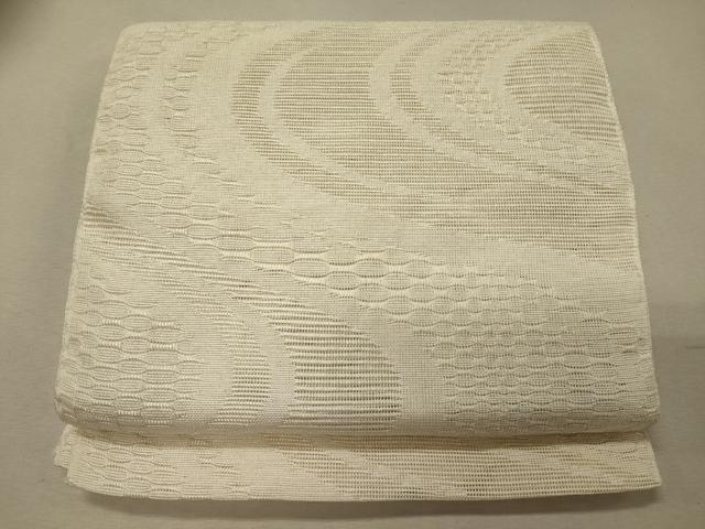 平和屋着物＊夏物　八寸名古屋帯　流水文　象牙色　化繊　CAAW8982oy