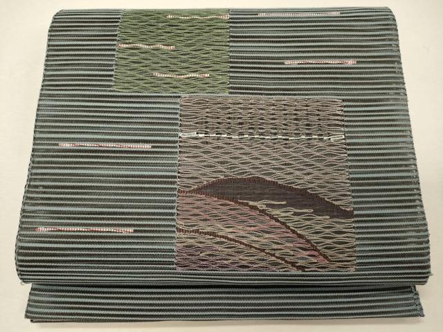 平和屋着物＊夏物　八寸名古屋帯　幾何学文　正絹　逸品　CAAW8985oy