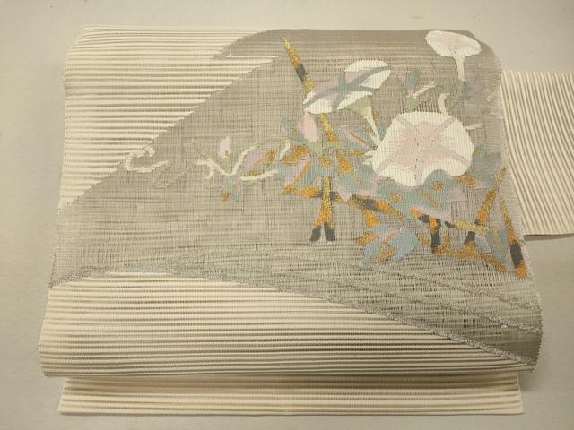 平和屋着物＊夏物　八寸名古屋帯　絽綴れ　朝顔　金銀糸　正絹　逸品　未使用　CAAW8999oy