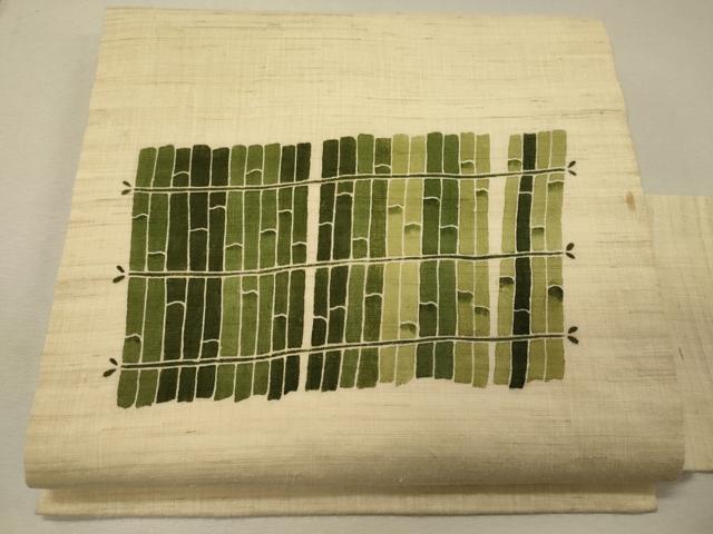 平和屋着物＊夏物　九寸名古屋帯　竹垣文　麻　逸品　CAAW9002oy