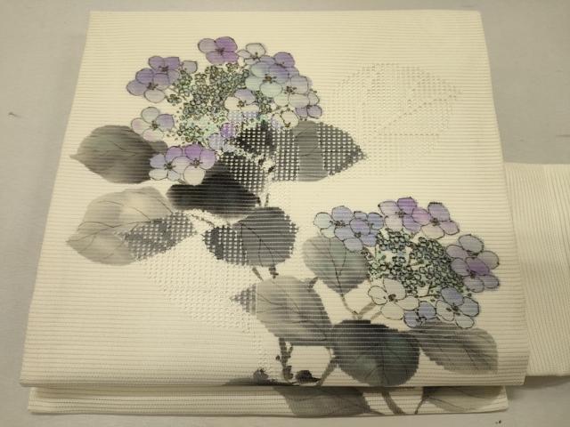平和屋着物＊夏物　英王室献上友禅作家　木下勝功　九寸名古屋帯　手描き　紫陽花　金銀彩　正絹　逸品　CAAW9009oy