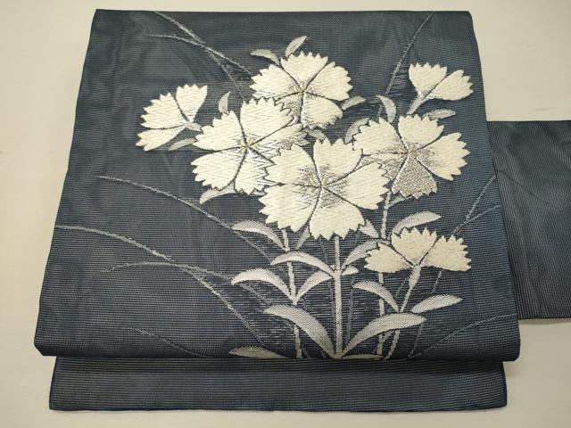 平和屋着物＊夏物　九寸名古屋帯　唐織　草花文　金銀糸　正絹　逸品　CAAW9030oy