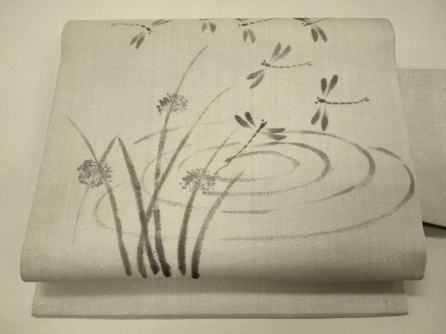 平和屋着物＊夏物　絹芭蕉　九寸名古屋帯　手描き　とんぼ　正絹　逸品　CAAW9033oy