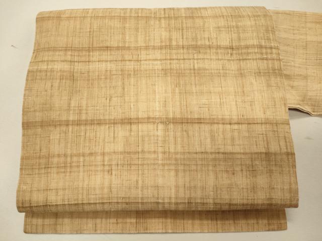 平和屋着物＊夏物　九寸名古屋帯　霞文　麻　逸品　CAAW9034oy