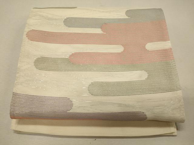 平和屋着物＊夏物　六通柄袋帯　エ霞文　銀糸　正絹　逸品　未使用　CAAW9040oy