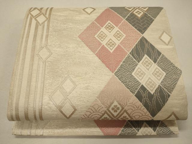 平和屋着物＊夏物　六通柄袋帯　みずおと　菱吉祥文　金糸　正絹　逸品　CAAW9052oy